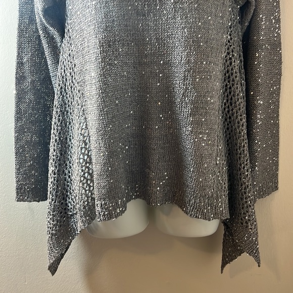 Dolce Cabo | Sweaters | Dolce Cabo Silver Sequin Asymmetrical Sides Hilo Shiney Medium Sweater ...